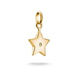 Charm Stern Thomas Sabo "Charm Stern der Hoffnung - Connect", gold (gelbgoldfarben, kristallweiß, kristallweiß), Charms, Damen, Silber 925 (recycelt), mit Zirkonia (synth.)