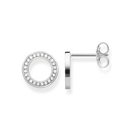 Paar Ohrstecker Thomas Sabo "Kreise Groß bunt oder weiß", bunt (silberfarben, weiß, kristallweiß), Ohrringe, Damen, 10mm, Silber 925 (Sterlingsilber), mit Glas-Keramik Stein, Korund, Spinell, Zirkonia (synth.)