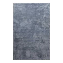 Teppich HOMIE LIVING "Pisa", blau (blau grau), B:80cm H:25mm L:150cm, Polyester, Teppiche, Hochflor, Microfaser, uni, weich, Shaggy, Wohnzimmer, Schlafzimmer