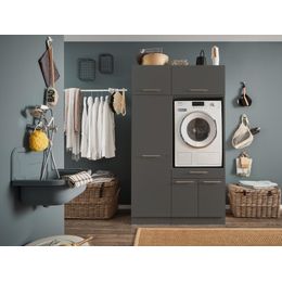 Mehrzweckschrank-Set LAUNDREEZY "LAUNDREEZY LDSK7", grau (anthrazit), B:117,5cm H:200cm T:67,5cm, Holzwerkstoff, Kastenmöbel-Sets, Breite 117,5 cm