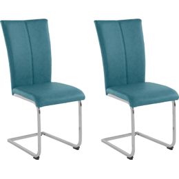 Freischwinger Home Affaire "Alex", blau (petrol (argentina 1119), silberfarben), B:43cm H:98cm T:55cm, Metall, Polyester, Sperrholz, Stühle, Stuhl belastbar bis 120 Kg, Gestell im Chrom-Look