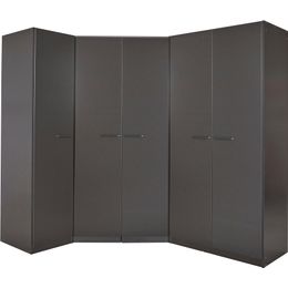 Schrank-Set INOSIGN BY RAUCH "Kleiderschrank Schrank Garderobe Wäscheschrank VANDOR", grau (graumetallic), B:164cm H:197cm T:208cm, Holzwerkstoff, Kastenmöbel-Sets, 5-türig mit viel Stauraum, Schränke einzeln stellbar MADE IN GERMANY