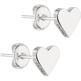 Paar Ohrstecker Liebeskind Berlin "Schmuck Geschenk Edelstahl Ohrringe Herz", silber (silberfarben), Ohrringe, Damen, Edelstahl