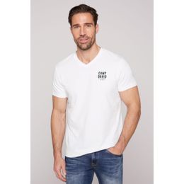 V-Shirt CAMP DAVID, Herren, Gr. XXL, wei&szlig; (opticwei&szlig;), Single Jersey, Obermaterial: 95% Baumwolle, 5% Elasthan, bedruckt, normal h&uuml;ftbedeckend, V-Ausschnitt, Shirts, mit V-Ausschnitt, mit Logo-Print