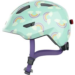 Kinderfahrradhelm Abus "SMILEY 3.0 LED" Gr. M, blau (blau rainbow), Helme, Kinder, M Kopfumfang: 50cm - 55cm