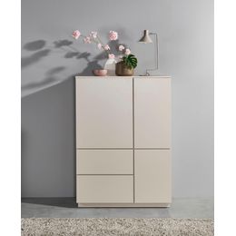 HBZ-MEBLE Highboard HBZ "Vince Highboard, B/H/T 103x142x38 cm", kaschmir, kaschmir, B:103cm H:142cm T:38cm, Holzwerkstoff, Sideboards, Breite 103 cm, Push-to Open, Melaminbeschichtung