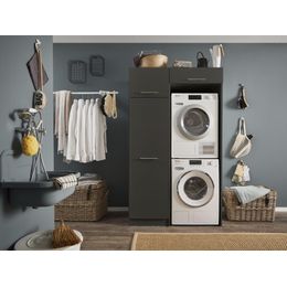 Mehrzweckschrank-Set LAUNDREEZY "LAUNDREEZY LDLK2", grau (anthrazit), B:117,5cm H:200cm T:67,5cm, Holzwerkstoff, Kastenmöbel-Sets, Breite 117,5 cm