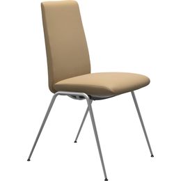 Polsterstuhl stressless "Laurel", beige (sand paloma, chrom matt), B:57cm H:92cm T:59cm, Leder PALOMA: PALOMA ist ein durchgefärbtes Semianilin-Möbelleder mit natürlicher Narbung., Stühle, Low Back, Größe M, mit Beinen aus Stahl in Chrom matt