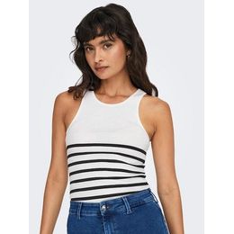 Tanktop Only "ONLKENYA RIB STRIPE TANK TOP CS JRS", Damen, Gr. M, schwarz-weiß (hellweiß stripes:schwarz), Jersey, Obermaterial: 95% Baumwolle, 5% Elasthan, gestreift, regular fit normal, Rundhals, Tops