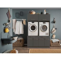 Mehrzweckschrank-Set LAUNDREEZY "LAUNDREEZY LDSK3", grau (anthrazit), B:135cm H:200cm T:67,5cm, Holzwerkstoff, Kastenmöbel-Sets, Breite 135 cm