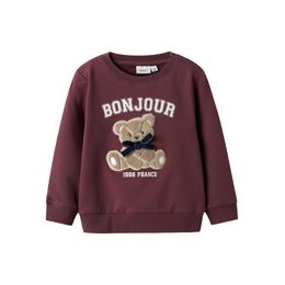 Sweatshirt name it "NMFREAR LS SWEAT BRU", Jungen, Gr. 116, burgundy, Sweatware, Obermaterial: 95% Baumwolle, 5% Elasthan, bedruckt, Rundhals, Sweatshirts Sweatshirt