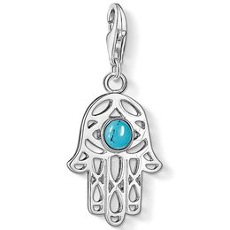 Charm-Einhänger Thomas Sabo "Fatimas Hand", bunt (silberfarben, türkis, türkis), Charms, Damen, Silber 925 (Sterlingsilber), mit Türkis-Imitat