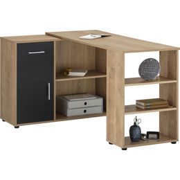 Eckschreibtisch VOGL M&Ouml;BELFABRIK "Ecki", schwarz (eiche, schwarz, eiche, eiche), B:137cm H:72cm T:137cm, Tische, Eckschreibtisch, variabel aufstellbarer Ecksschreibtisch