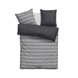 Bettwäsche Bruno Banani "Dana", grau (grau, anthrazit), B/L: 155cm x 220cm, 1 Stk., 1 Stk., Renforcé, B/L: 80cm x 80cm, 2 Stk., Renforcé, Obermaterial: 100% Baumwolle, Bettwäsche, in Gr. 135x200 oder 155x220 cm, 100% Baumwolle, Renforcé