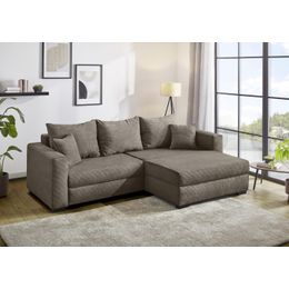 Jockenh&ouml;fer Ecksofa JOCKENH&Ouml;FER GRUPPE "Elmau XL L-Form, B: 261cm", grau (taupe), B:261cm T:90cm, Korpus: 100% Polyester;Kissen: 100% Polyester, Sofas, Ecksofa, mit Bettfunktion, Bettkasten & 2 Zierkissen, Topseller