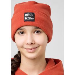 Beanie Jack Wolfskin "SMILEYWORLD TEEN BEANIE", Jungen, Gr. onesize, rot (intense, rust), Hauptmaterial: 100% Polyester (recycled), Mützen