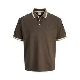 Jack & Jones Poloshirt JACK & JONES "JPRBLUALVES SS POLO SN", Herren, Gr. L, crocodile detail:schwarz navy melange, Jersey, Obermaterial: 50% Baumwolle, 50% Polyester, meliert, regular fit normal, ohne Ausschnitt, angesetztes B&uuml;ndchen kontrastfarben, Shirts, mit Logo Stickerei