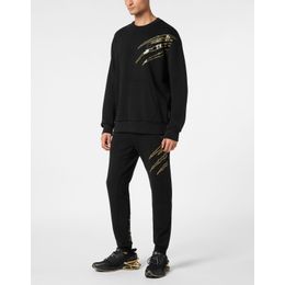 Sweatshirt Plein Sport "Scratch", Jungen, Gr. L, 0293, schwarz, lightgold, Obermaterial: 88% Baumwolle, 12% Polyester, Sweatshirts