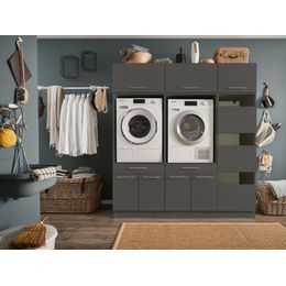 Mehrzweckschrank-Set LAUNDREEZY "LAUNDREEZY LDSK11", grau (anthrazit), B:185cm H:200cm T:67,5cm, Holzwerkstoff, Kastenmöbel-Sets, Breite 185 cm
