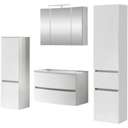 Badezimmer-Set Welltime "Kaunas", weiß (matt weiß, weiß), B:120cm H:200cm T:49cm, Kastenmöbel-Sets, Waschtisch-Set mit Midischrank und Seitenschrank, Breite 160 cm
