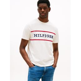 T-Shirt Tommy Hilfiger "AMERICANA COLOURBLOCK TEE", Herren, Gr. M, weiß (ivory petal), Single Jersey, Obermaterial: 100% Baumwolle, Rundhals, Shirts