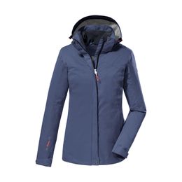 Outdoorjacke Killtec "KOS 133 WMN JCKT", Damen, Gr. 36, blau (denim), Obermaterial: 100% Polyester;Futter: 100% Polyester, Jacken Outdoorjacke, Wasser- und winddichte Damenjacke mit abnehmbarer Kapuze