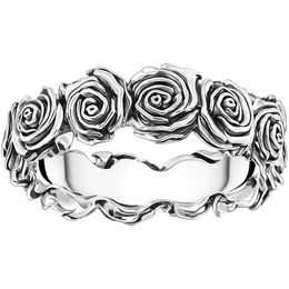 Fingerring Thomas Sabo "Ring Midnight Rose" Gr. 66, silber (silberfarben), Fingerringe, Damen, 66, Silber 925 (recycelt), 5,5mm, Fingerring