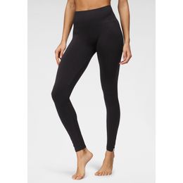 Leggings Calvin Klein "CK WOMEN LEGGING 1P SEAMLESS", Damen, Gr. S, N-Gr, schwarz-wei&szlig; (schwarz, wei&szlig;), Mikrofaser, Obermaterial: 94% Polyamid, 6% Elasthan, unifarben mit Farbeinsatz, figurbetont lang, Hosen Leggings, mit breitem Shapingbund