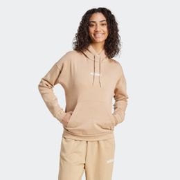 Kapuzensweatshirt adidas Sportswear "W LIN FL HD", Damen, Gr. XL, weiß (warm sandstone, weiß), Obermaterial: 55% Baumwolle, 36% Polyester, 9% Viskose, Sweatshirts