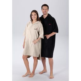 Badeponcho Kangaroos "Summer, ideal für Sauna, Spa & im Urlaub, Damen & Herren" Gr. S, beige (creme), S/M, Baumwolle, Hausmäntel, Surfponcho, mit Bauchtasche, 100% Baumwolle, Frottee