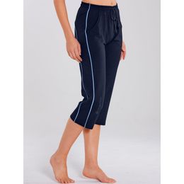 Sporthose Catamaran, Damen, Gr. 40/42, Normalgrößen, blau (marine, hellblau), 92% Baumwolle, 8% Elasthan, gemustert, unifarben, 3/4-Länge, Hosen