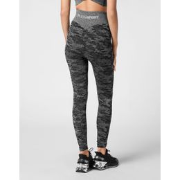 Leggings Plein Sport "Camouflage", Damen, Gr. L, US-Größen, schwarz (02, schwarz), Obermaterial: 74% Polyamid, 18% Polyester, 8% Elasthan, Hosen