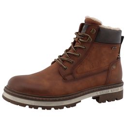 Mustang Shoes Herren Winterboots "Merem", Gr. 45cognac, Lederimitat, Textil, Schuhe, Schnürstiefel, Winterstiefel mit TEX-Ausstattung
