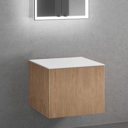 neoro n50 line Unterschrank B: 60 cm mit 1 Auszug, mit profilierter Eichenfront Konsole wei&szlig; matt, BN0461BPO+BN0401WM,