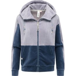 Ragwear Damen Sweatjacke "Colbien Cordy"indigo, Gr. M, Cord, Material: 76% Baumwolle, 20% Polyester, 4% Elasthan, Sweatjacken, Gemütliche Damen