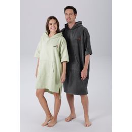 Badeponcho Kangaroos "Summer, ideal für Sauna, Spa & im Urlaub, Damen & Herren" Gr. L, grün, L/XL, Baumwolle, Hausmäntel, Surfponcho, mit Bauchtasche, 100% Baumwolle, Frottee