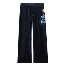 Sweathose Juicy Couture "HER MAJESTY CAISA TRACKPANT. Damen", Kinder, Gr. M, EURO-Gr&ouml;&szlig;en, night sky, 46% Baumwolle, 32% Viskose, 22% Polyester, slim fit, Hosen Sweathose, Trainingshose Damen, Sweathose, Velour, Jogginghose mit Glitzer, Sale