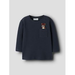 Langarmshirt name it "NMMROFUS LS NREG TOP", Jungen, Gr. 116, navy blazer, Jersey, Obermaterial: 95% Baumwolle, 5% Elasthan, bestickt, Rundhals, Shirts Langarmshirt