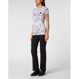 T-Shirt Plein Sport "T-Shirt Slim Fit", Damen, Gr. L, weiß (01, weiß), Obermaterial: 95% Polyester, 5% Elasthan, Shirts