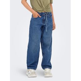Relax-fit-Jeans KIDS Only "KOGGIANNA STRAIGHT DNM PIM205 NOOS", Jungen, Gr. 164, N-Gr, blau (medium blau denim), Denim/Jeans, Obermaterial: 100% Baumwolle, unifarben, relaxed fit kn&ouml;chellang, Jeans