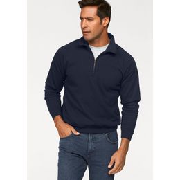 Sweatshirt Fruit of the Loom, Herren, Gr. L (52/54), blau (marine), angeraute Sweatware, Obermaterial: 80% Baumwolle, 20% Polyester, unifarben, Basic, schmal, ohne Ausschnitt, Raglan&auml;rmel Rippb&uuml;ndchen, Sweatshirts Sweatshirt, mit Rei&szlig;verschluss