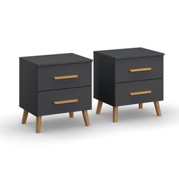 Rauch 2 Nachttische &raquo;Skandi&laquo; - 47x42x54cm - anthrazit - Holz / Eichenholz