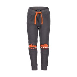 Sweathose Blue Seven, Jungen, Gr. 104, N-Gr, grau (anthrazit), Sweatware, Obermaterial: 100% Baumwolle, meliert, unifarben, regular fit knöchellang, Hosen, mit besonderem Dino-Motiv am Knie