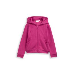 Sweatjacke Tom Tailor, Jungen, Gr. 104/110, smooth magenta, Sweatware, Obermaterial: 70% Baumwolle, 30% Polyester, bedruckt, regular fit normal, ohne Ausschnitt, B&uuml;ndchen, Sweatjacken Sweatjacke, mit Print