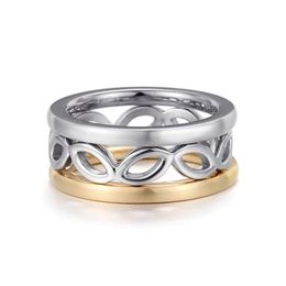 Ring-Set Kingka "Leaves Trio" Gr. 54, gold (edelstahlfarben, gelbgoldfarben), Fingerringe, Damen, 54, Edelstahl, 8,8mm