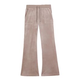 Sweathose Juicy Couture "LAYLA LOW RISE POCKETED FLARE PANT. Damen", Kinder, Gr. M, EURO-Größen, fungi, 95% Polyester, 5% Elasthan, slim fit, Hosen, Trainingshose Damen, Sweathose, Velour, Jogginghose mit Glitzer, Sale