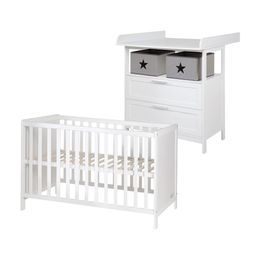 Roba Kinderzimmer-Set Bett und Kommode - 87x75x100cm - wei&szlig; - Holz / Kunststoff / Holz