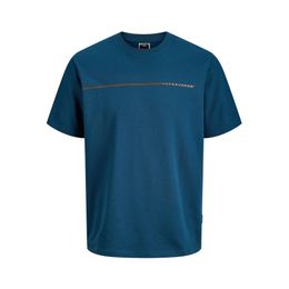 Jack & Jones T-Shirt JACK & JONES "JCOFUSION FULL BRANDING TEE SS CREW NOOS", Herren, Gr. M, titan, Jersey, Obermaterial: 55% Baumwolle, 45% Polyester, bedruckt, regular fit h&uuml;ftbedeckend, Rundhals, Shirts T-Shirt