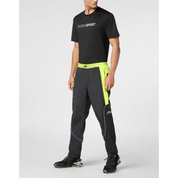 Jogginghose Plein Sport "Scratch", Herren, Gr. 4XL, US-Größen, 0229, schwarz, gelbfluo, Obermaterial: 100% Polyamid; Futter: 100% Polyester, Hosen