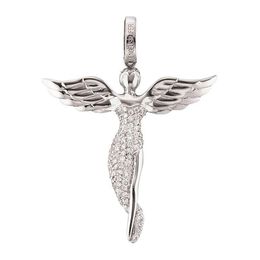 Engelanh&auml;nger Engelsrufer "Bright like a diamond ENGEL MIT STEIN" Gr. S, silber (silber, 925, kristallwei&szlig;), Schmuckanh&auml;nger, Damen, S (26), Silber 925 (Sterlingsilber), 3 g, mit Zirkonia (synth.)